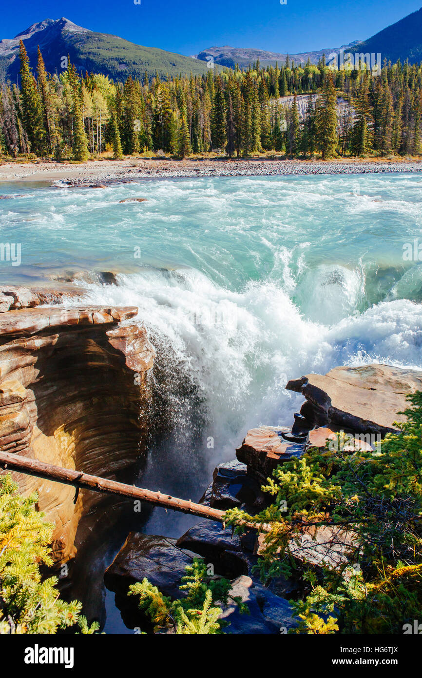 Athabasca Falls is a waterfall in Jasper National Park on the upper ...