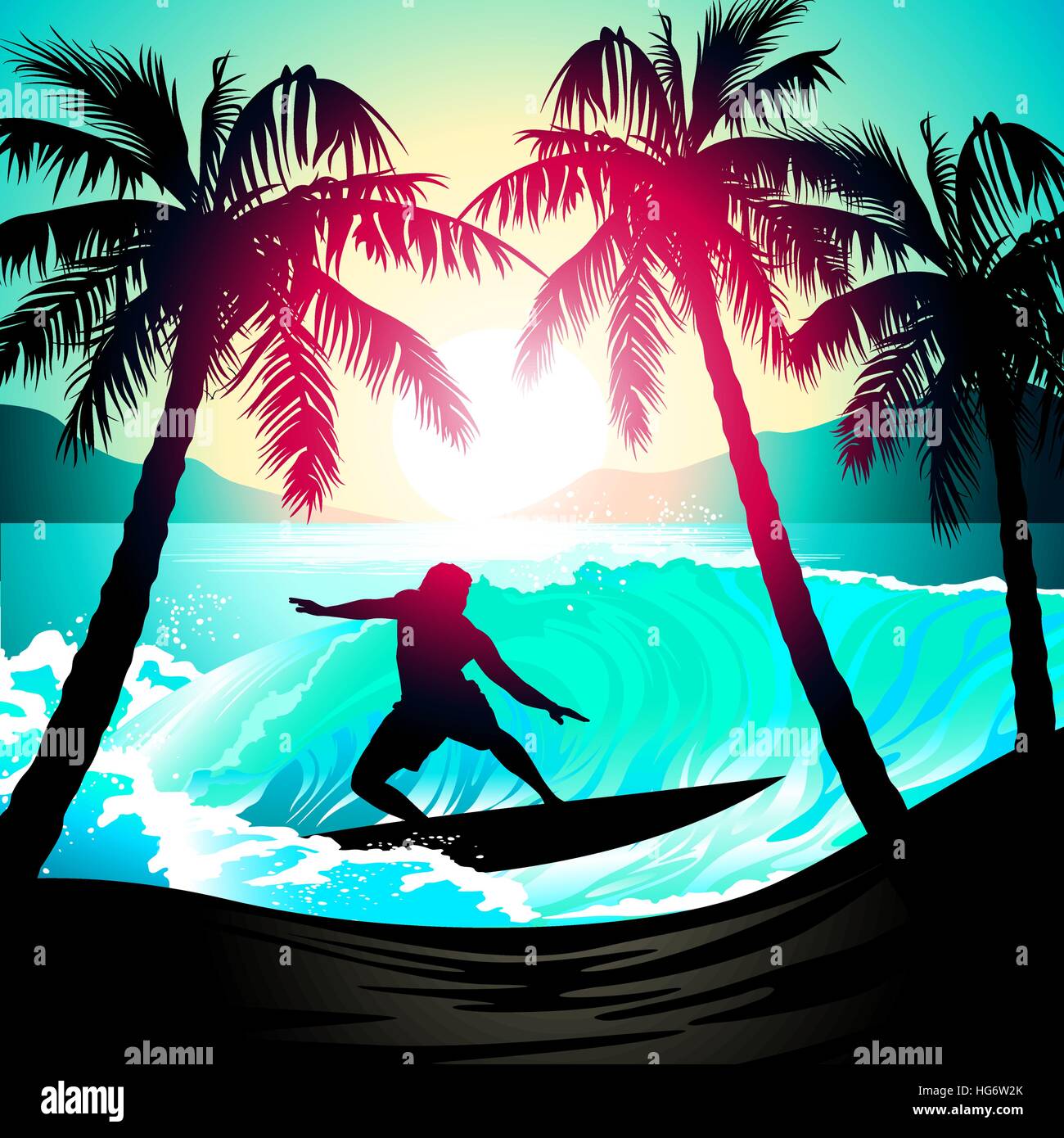 Surfing vector shadow Stock Vector Images - Alamy