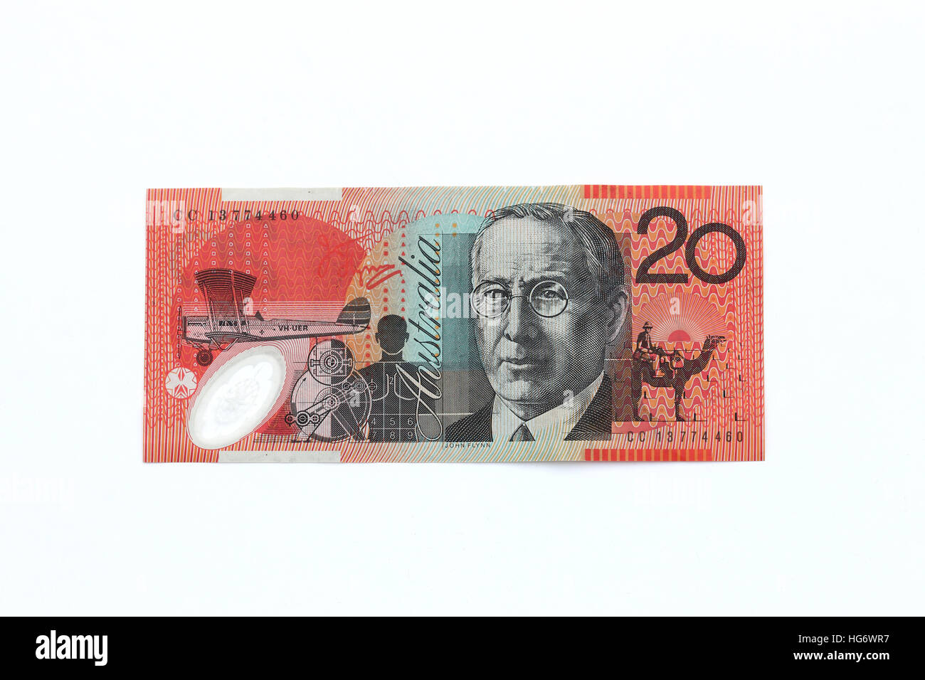 $20 Australian dollar bank note isolated against white background Stock ...