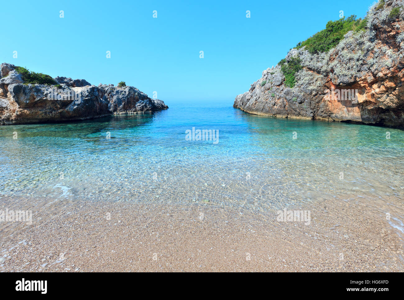 Morning summer Ionian sea coast view (Jali beach, Albania Stock Photo ...