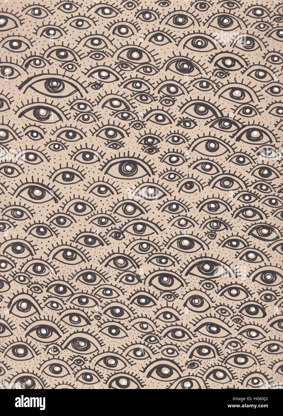 Hand drawn illustration or drawing of a human eyes pattern Stock Photo ...