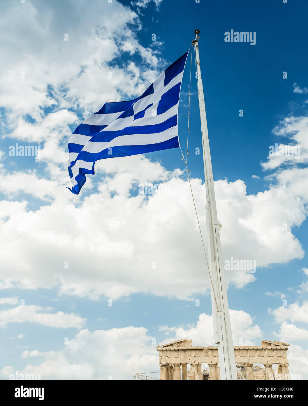 National flag of Greece on flagpole Stock Photo - Alamy