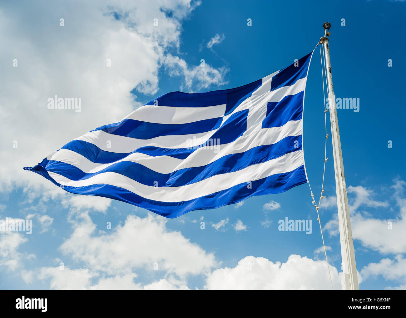 National flag of Greece on flagpole Stock Photo - Alamy