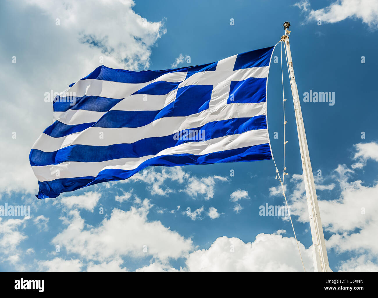 National flag of Greece on flagpole Stock Photo - Alamy