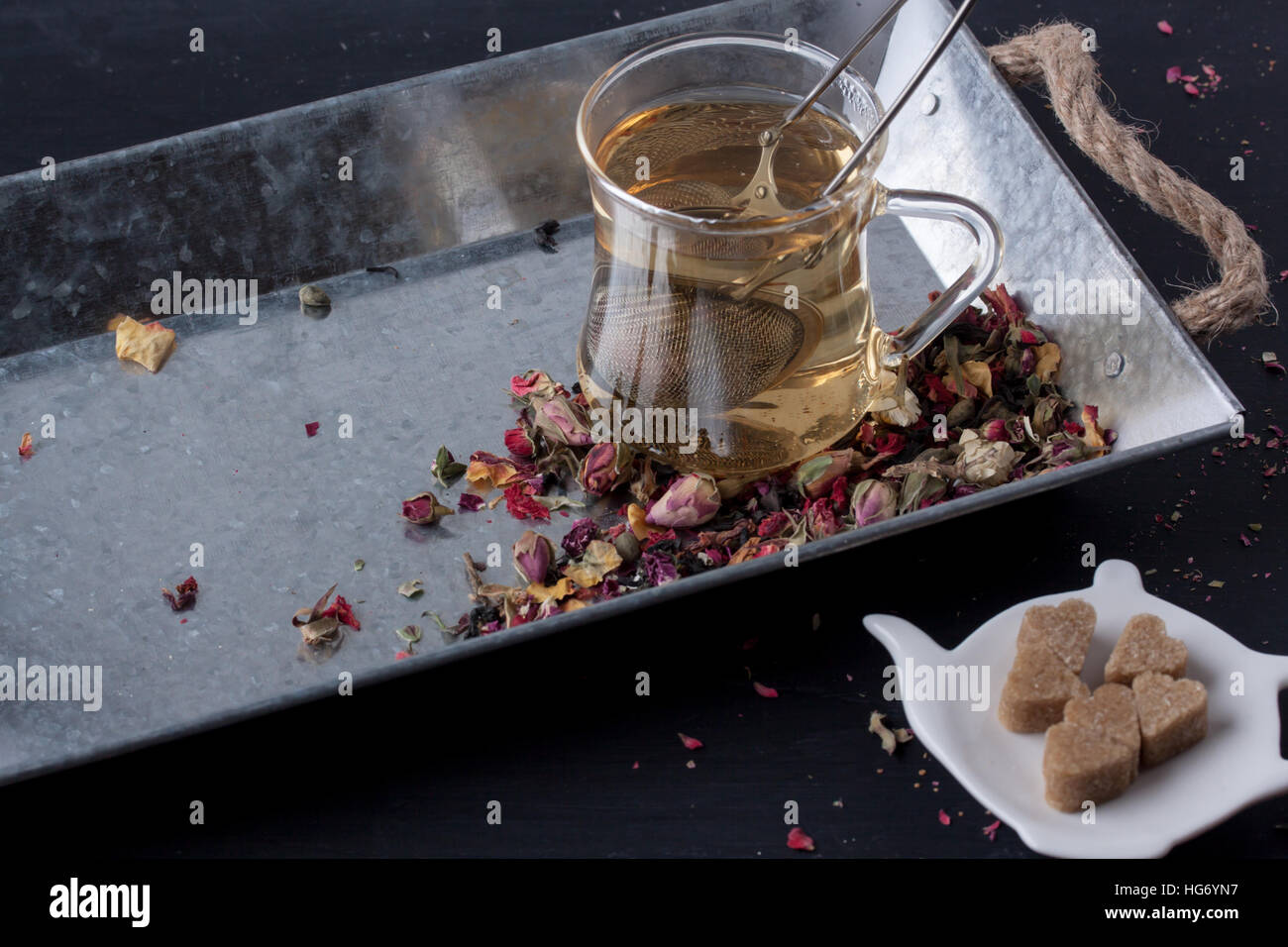 Assorted herbal tea ,love tea Stock Photo - Alamy