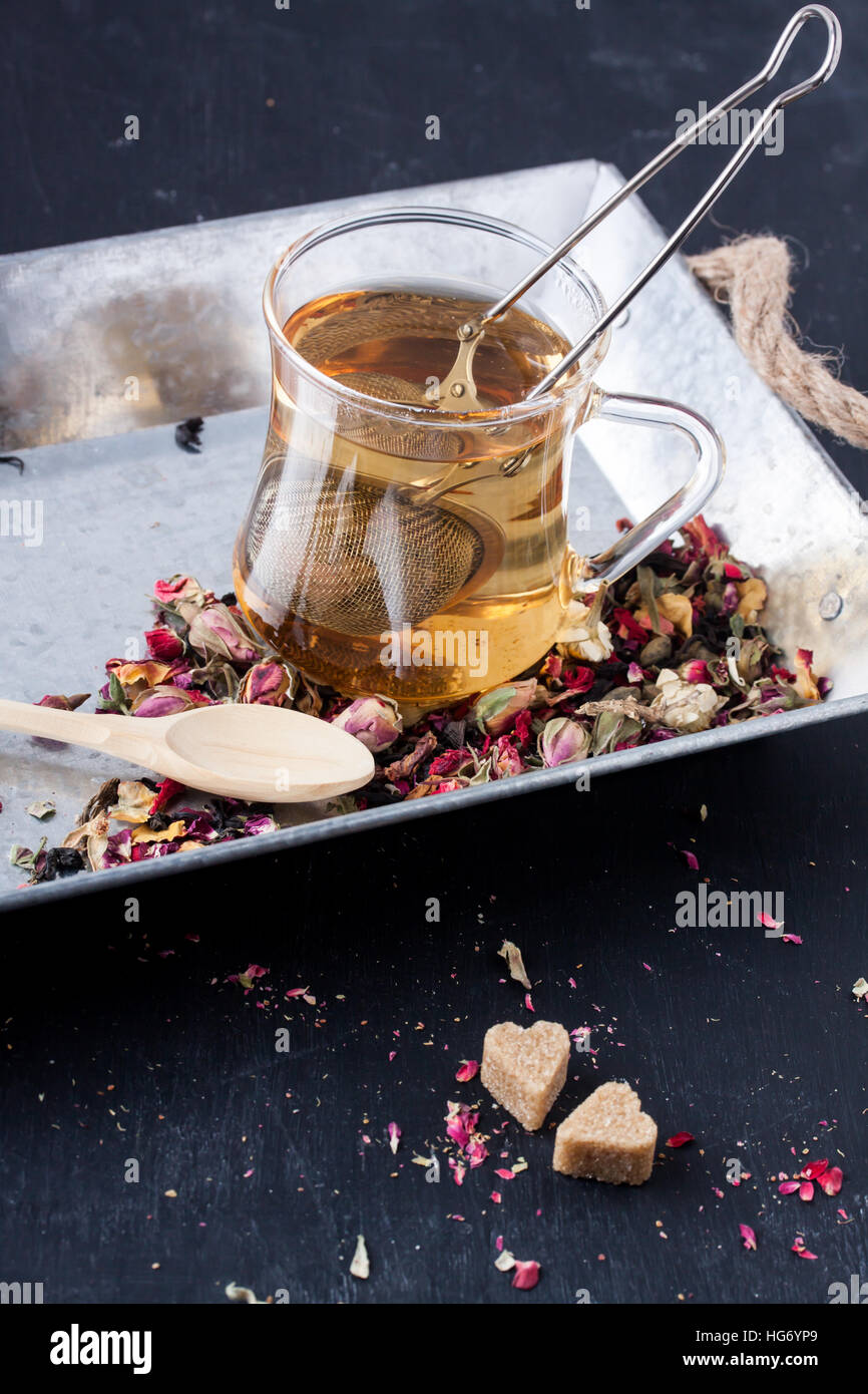 Assorted herbal tea ,love tea Stock Photo - Alamy