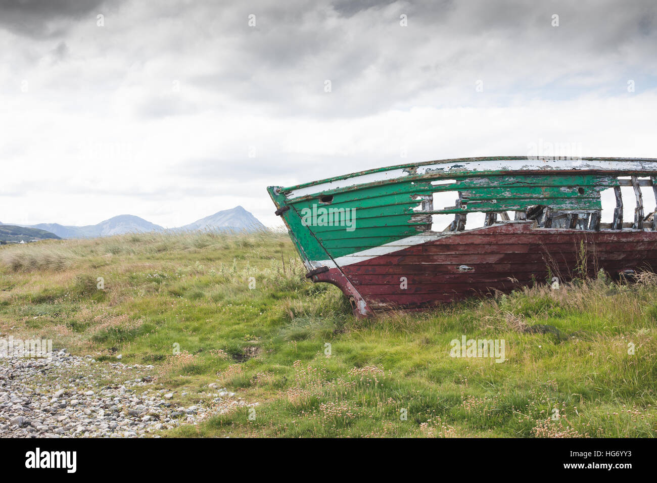 Shipwrecked fishing boats at magheroarty beach, County Donegal. Ireland ...