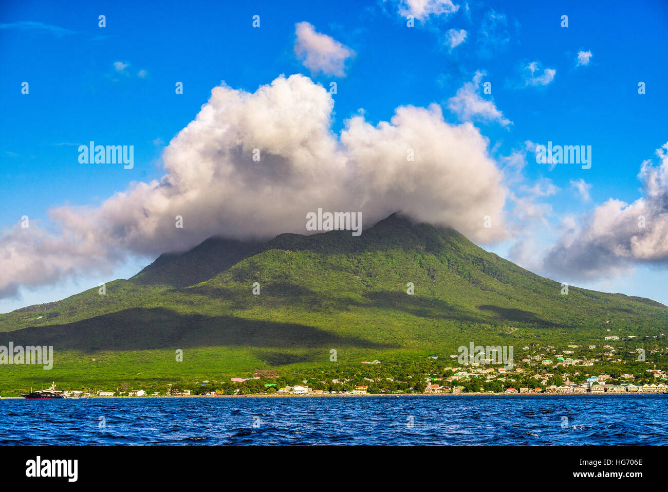 Nevis Peak, A volcano in the Caribbean Stock Photo - Alamy