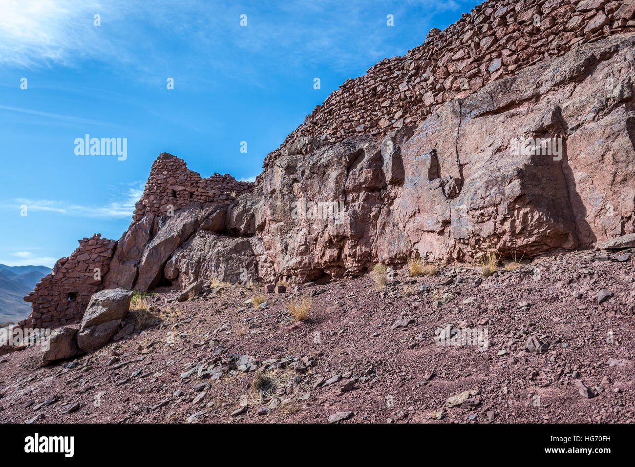 Sasanid era ruins on hills above Abyaneh - one of the oldest villages ...