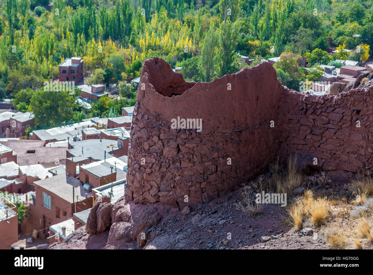 Sasanid era ruins on hills above Abyaneh - one of the oldest villages ...
