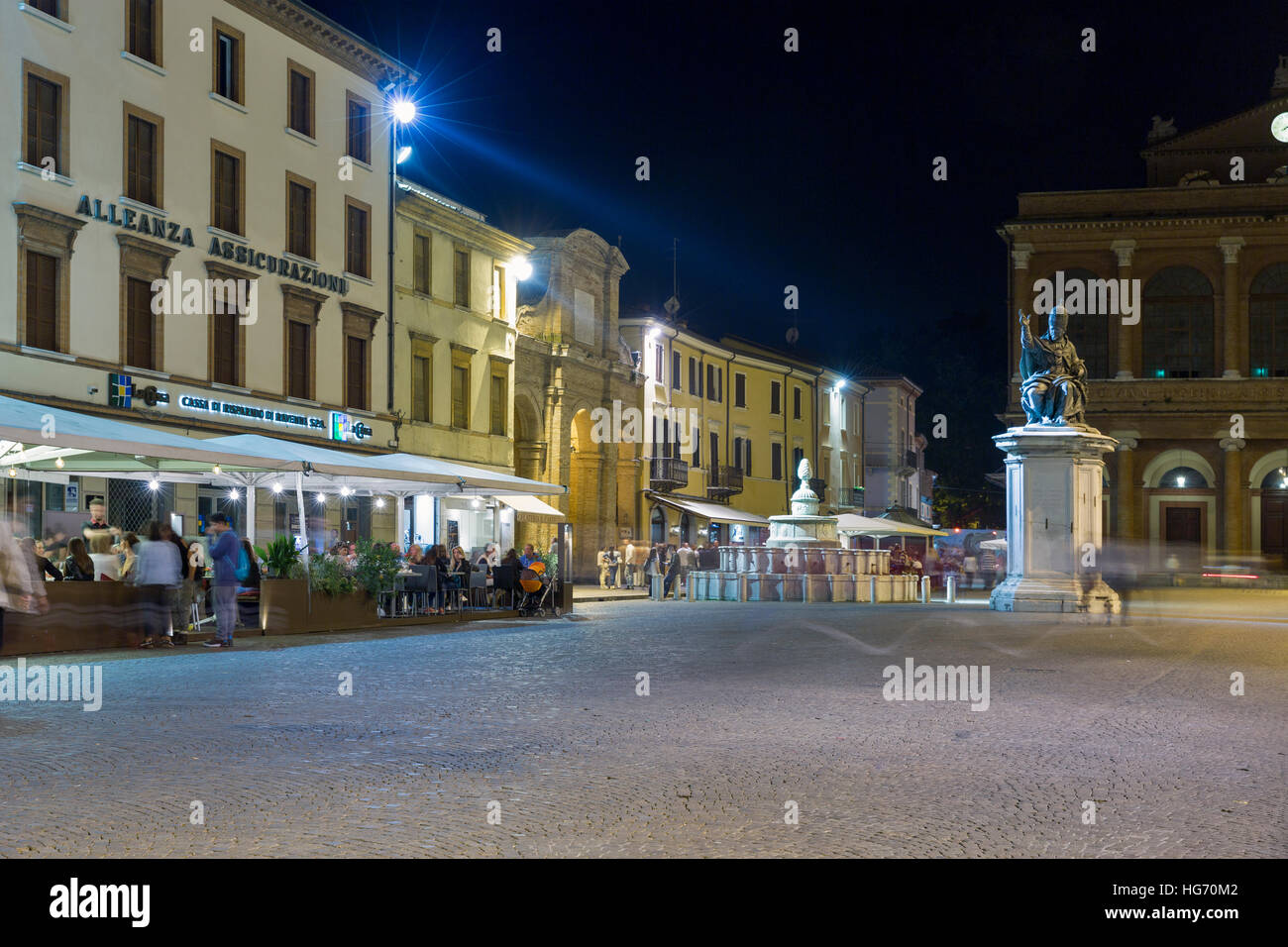 Cavour square with statue of Pope Paul V, Pinecone fountain and public ...