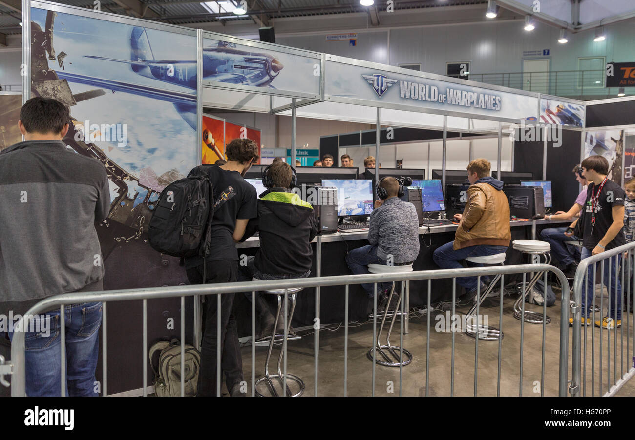 Unrecognized people visit Wargaming company computer game zone during ...