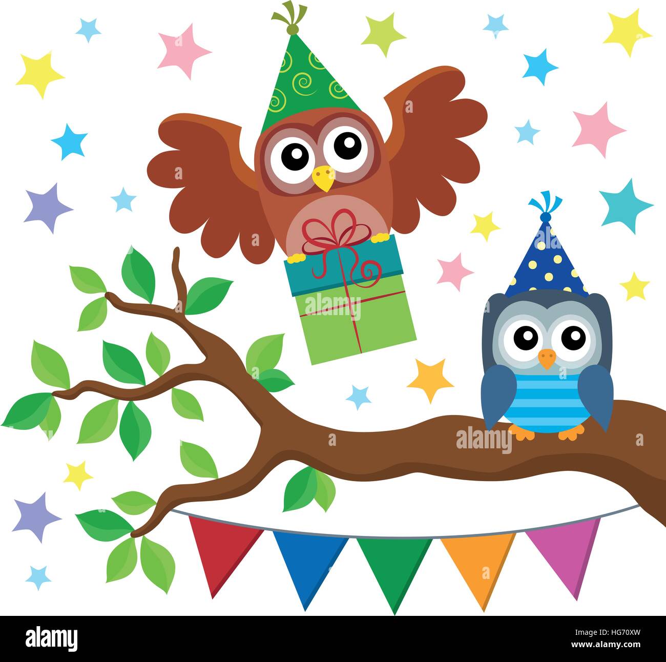 Party owls theme image 3 - eps10 vector illustration Stock Vector Image ...