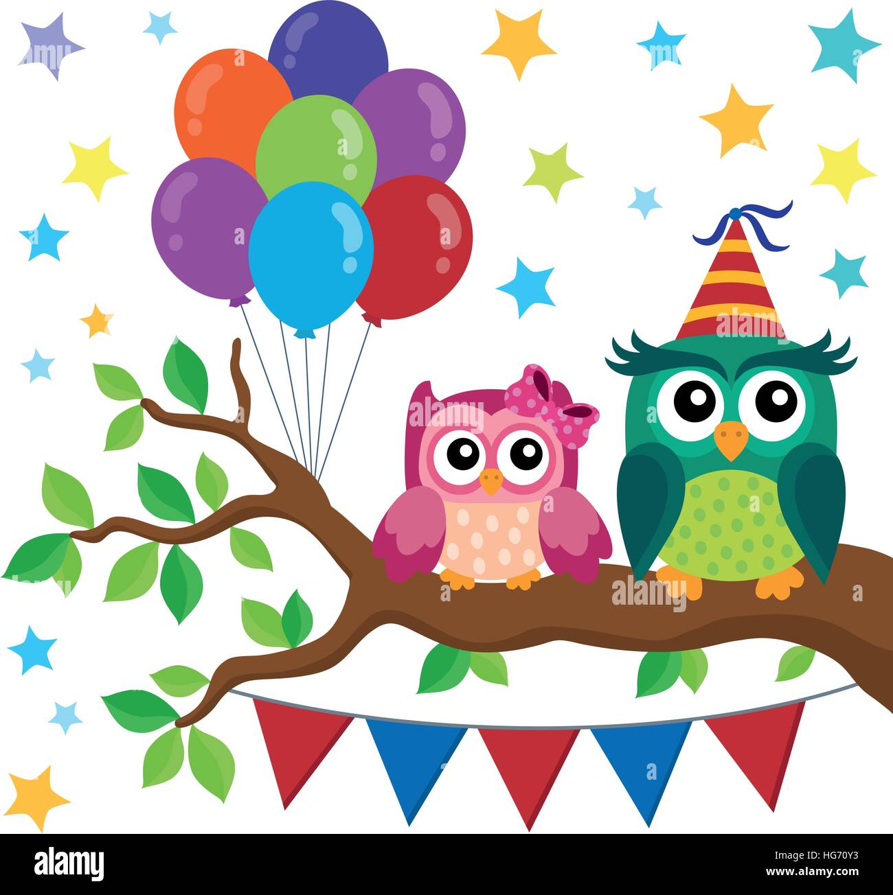 Party owls theme image 6 - eps10 vector illustration Stock Vector Image ...