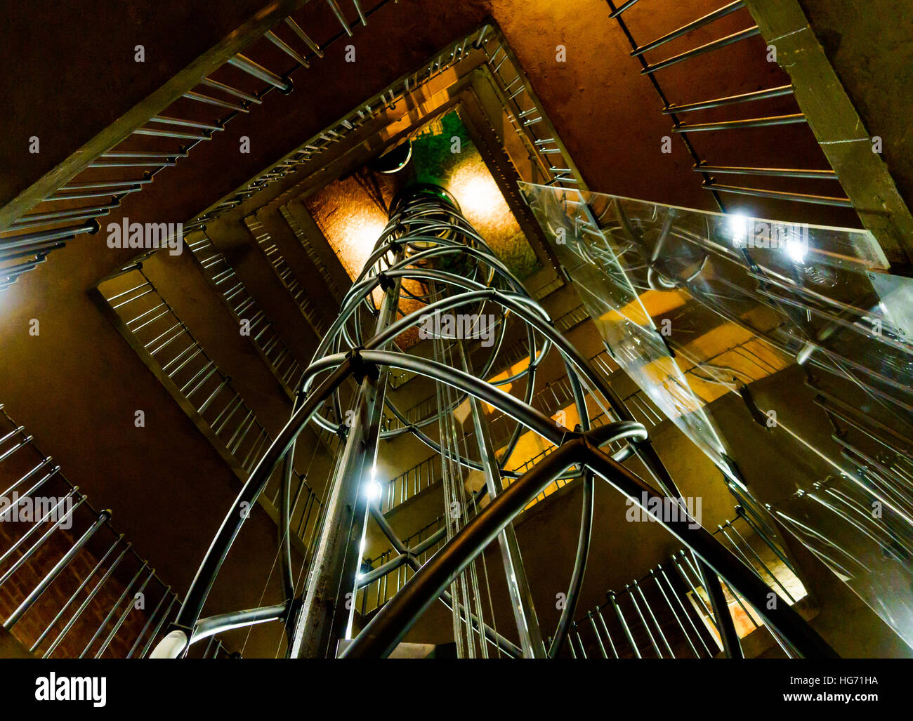 Elevator inside of Prague Astronomical Clock tower Stock Photo - Alamy