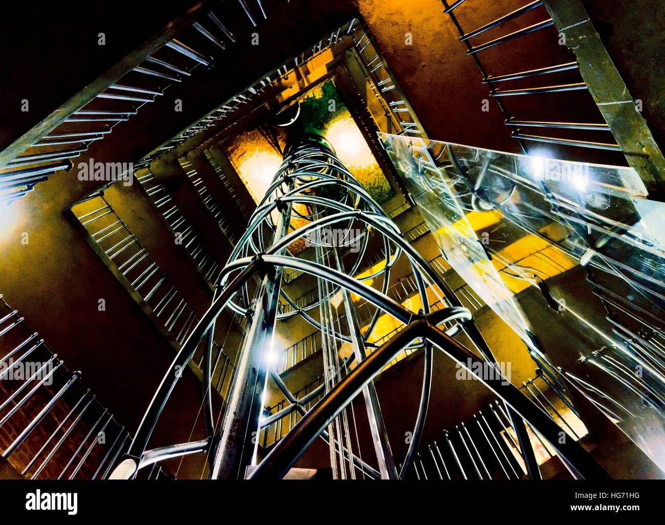 Elevator inside of Prague Astronomical Clock tower Stock Photo - Alamy