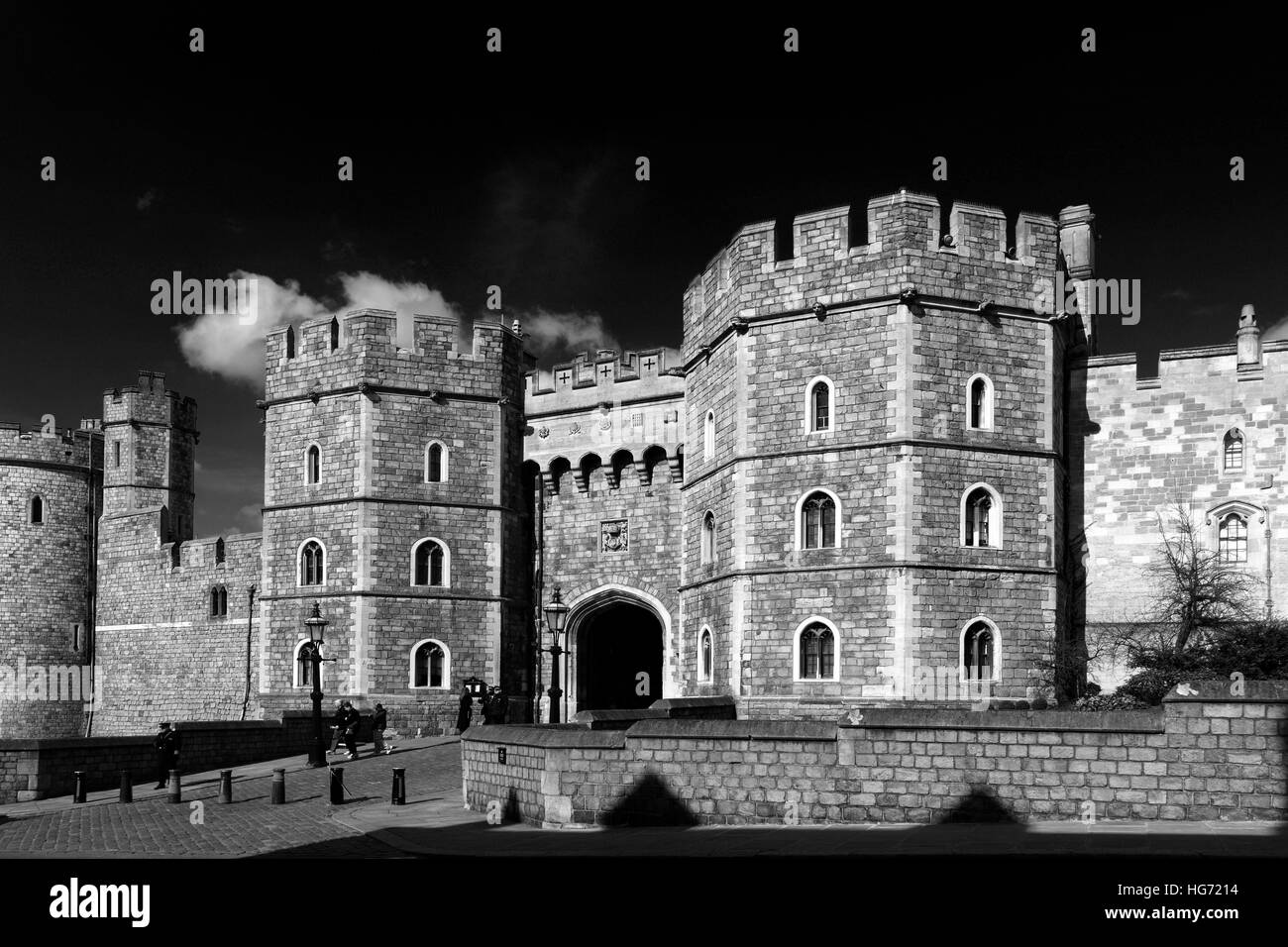 Exterior view of Windsor Castle, Windsor town, Royal Berkshire County ...
