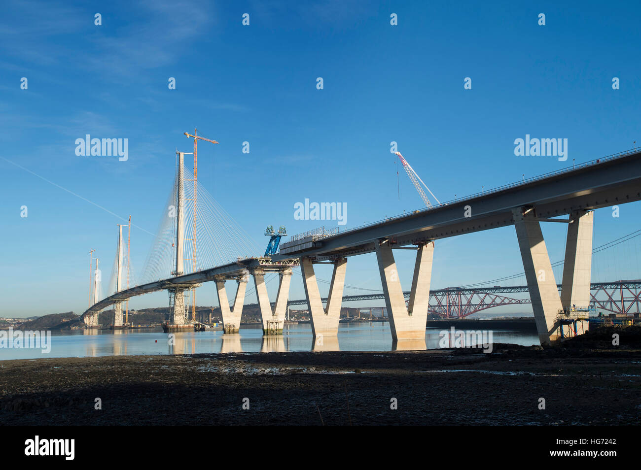 The Queensferry Crossing under construction. The new bridge will carry ...
