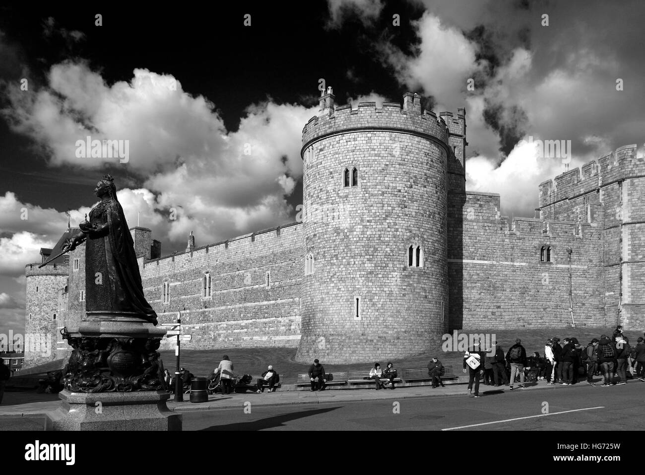 Exterior view of Windsor Castle, Windsor town, Royal Berkshire County ...