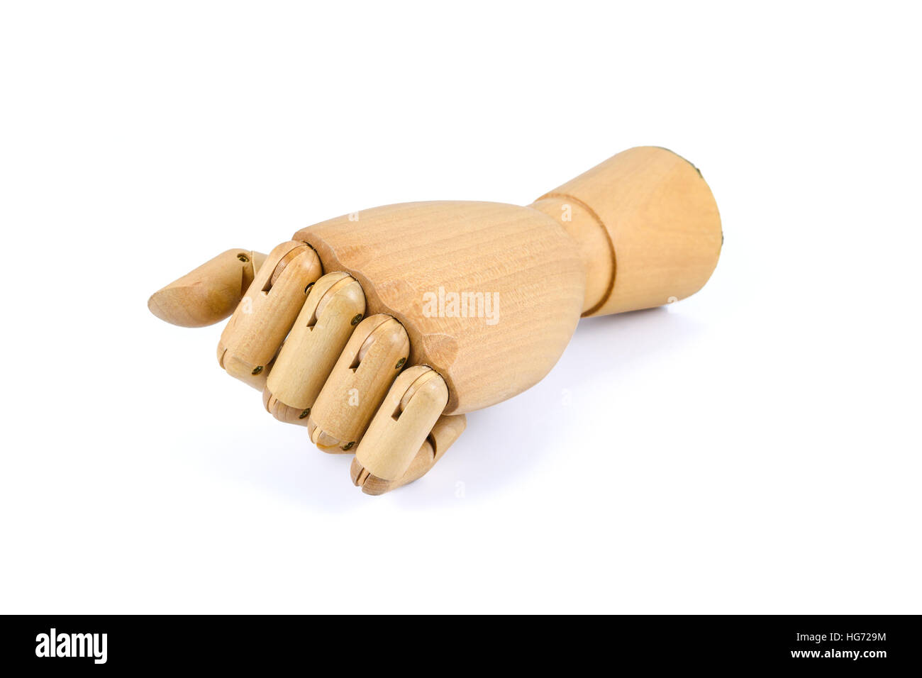 wooden hand stranglehold isolated on white background Stock Photo - Alamy