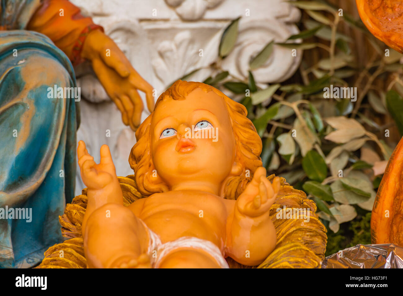 Christmas nativity scene of Holy Baby Jesus l Stock Photo - Alamy