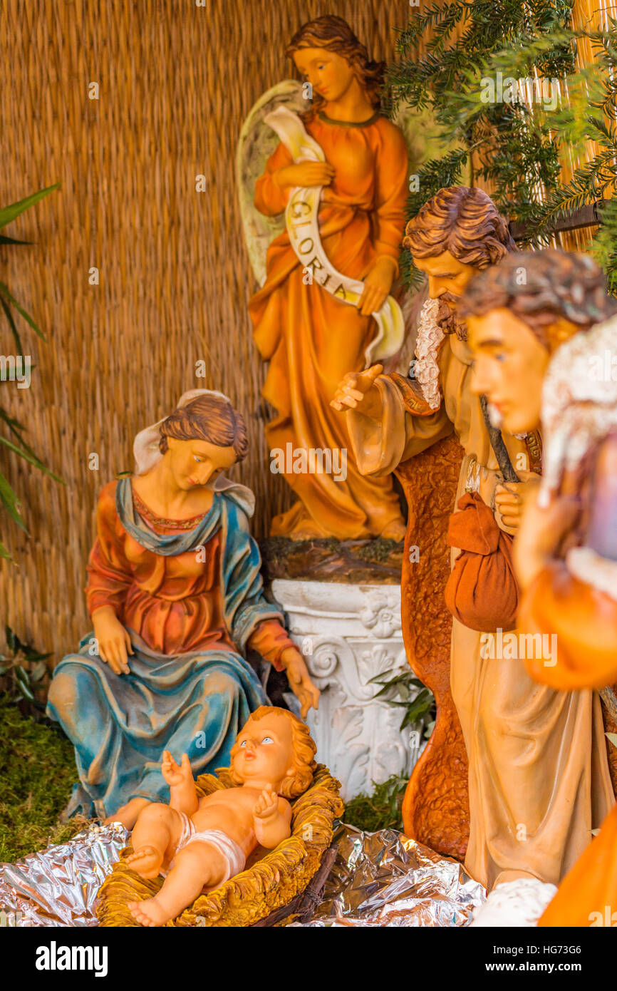 Christmas nativity scene of Holy Baby Jesus with Blessed Virgin Mary ...