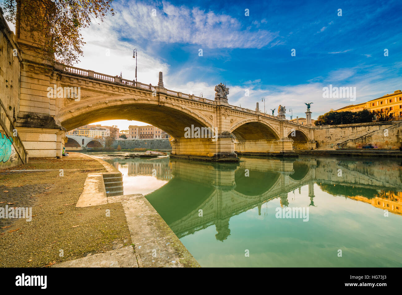winter view of bridge over tiber river in Rome, Italy Stock Photo - Alamy