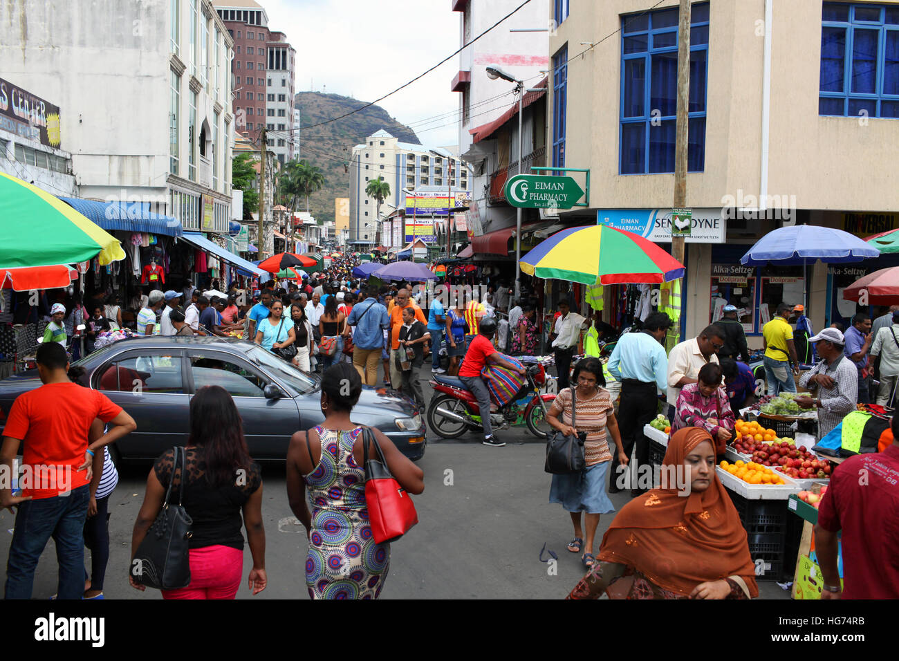 Port Louis market street Stock Photo - Alamy