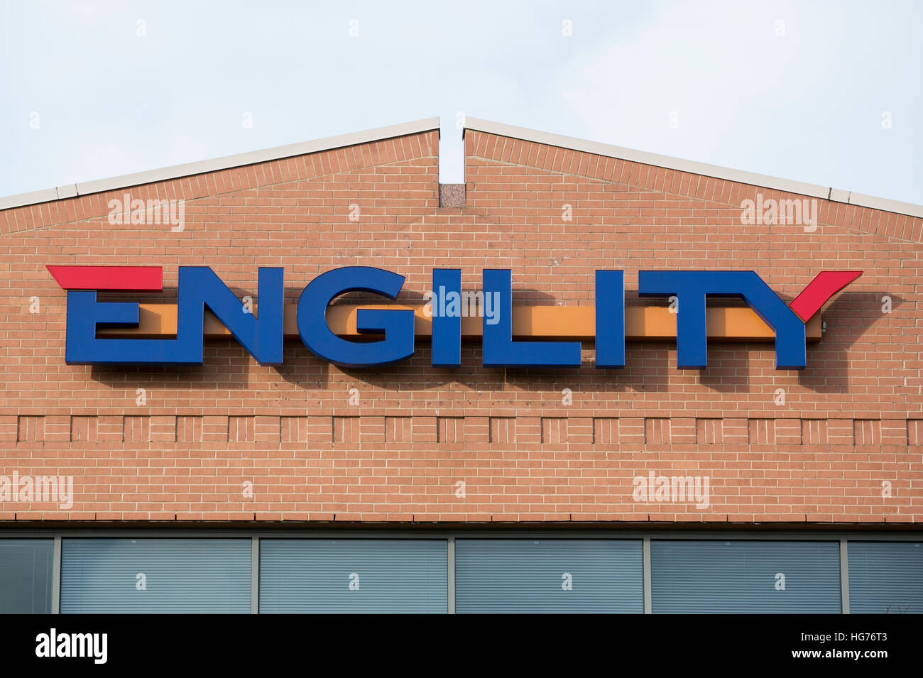 A logo sign outside of a facility occupied by The Engility Corporation in Chantilly, Virginia on ...