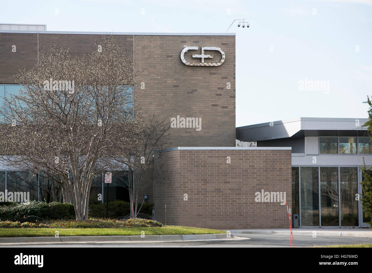 A logo sign outside of a facility occupied by Giesecke & Devrient in ...
