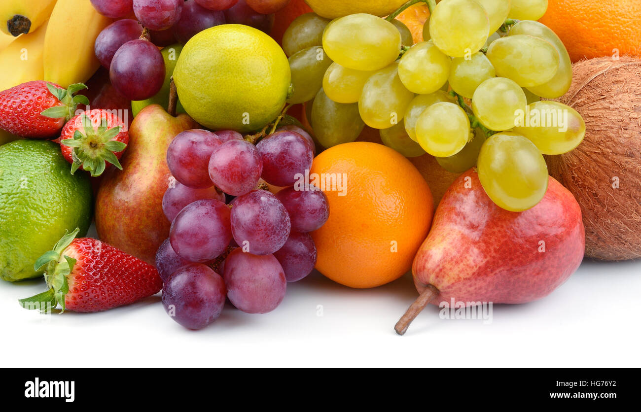 set of fruits isolated on white background Stock Photo - Alamy