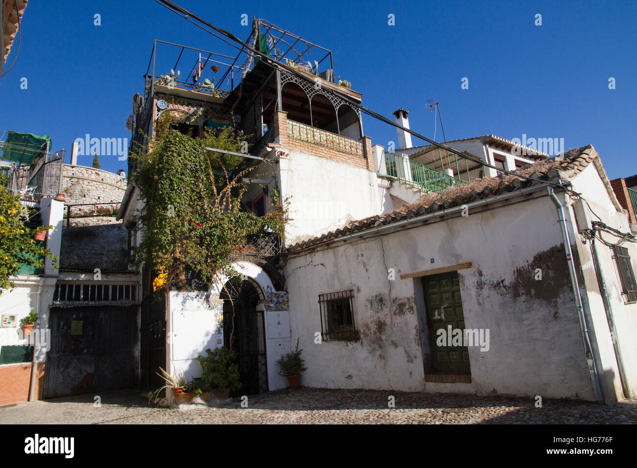Albaizin, Granada Spain , alley and houses moorish district Stock Photo ...