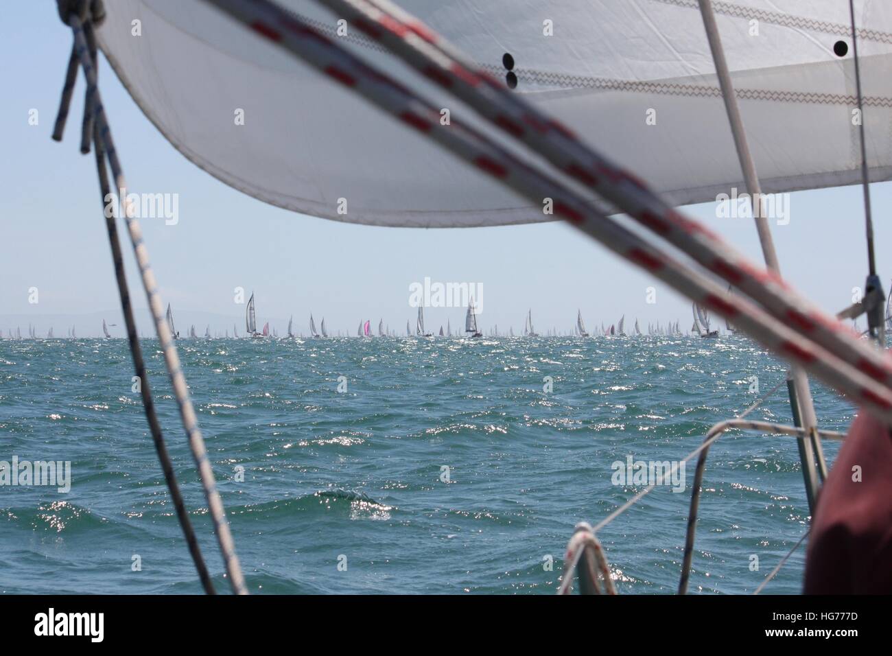Sailing boats at sea during the round the Island Race Stock Photo - Alamy