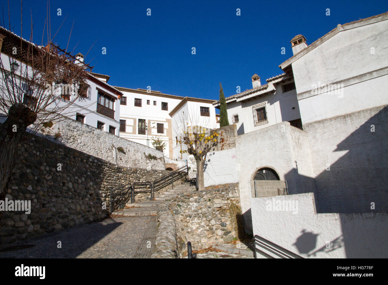 Albaizin, Granada Spain , alley and houses moorish district Stock Photo ...