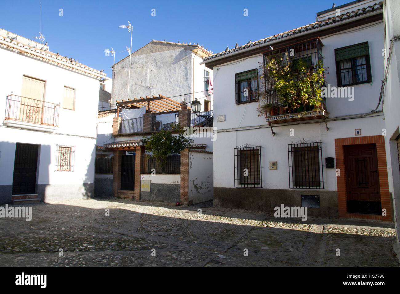 Albaizin, Granada Spain , alley and houses moorish district Stock Photo ...