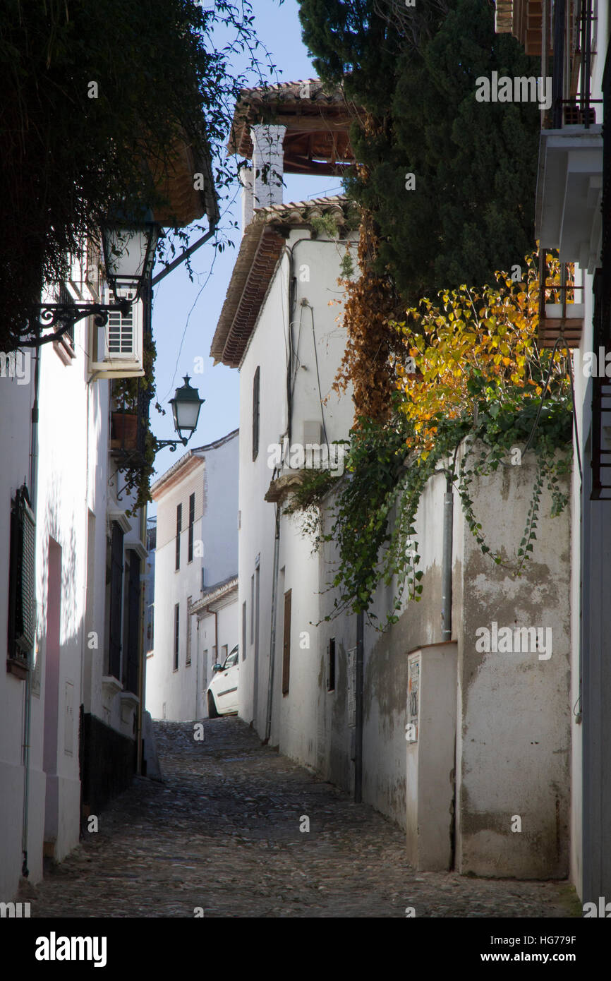 Albaizin, Granada Spain , alley and houses moorish district Stock Photo ...