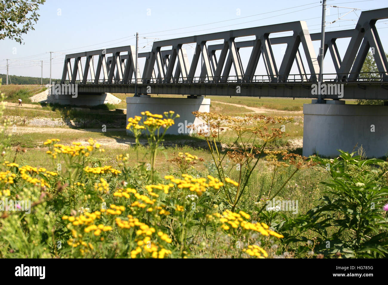 Railroad on bridge Stock Photo - Alamy