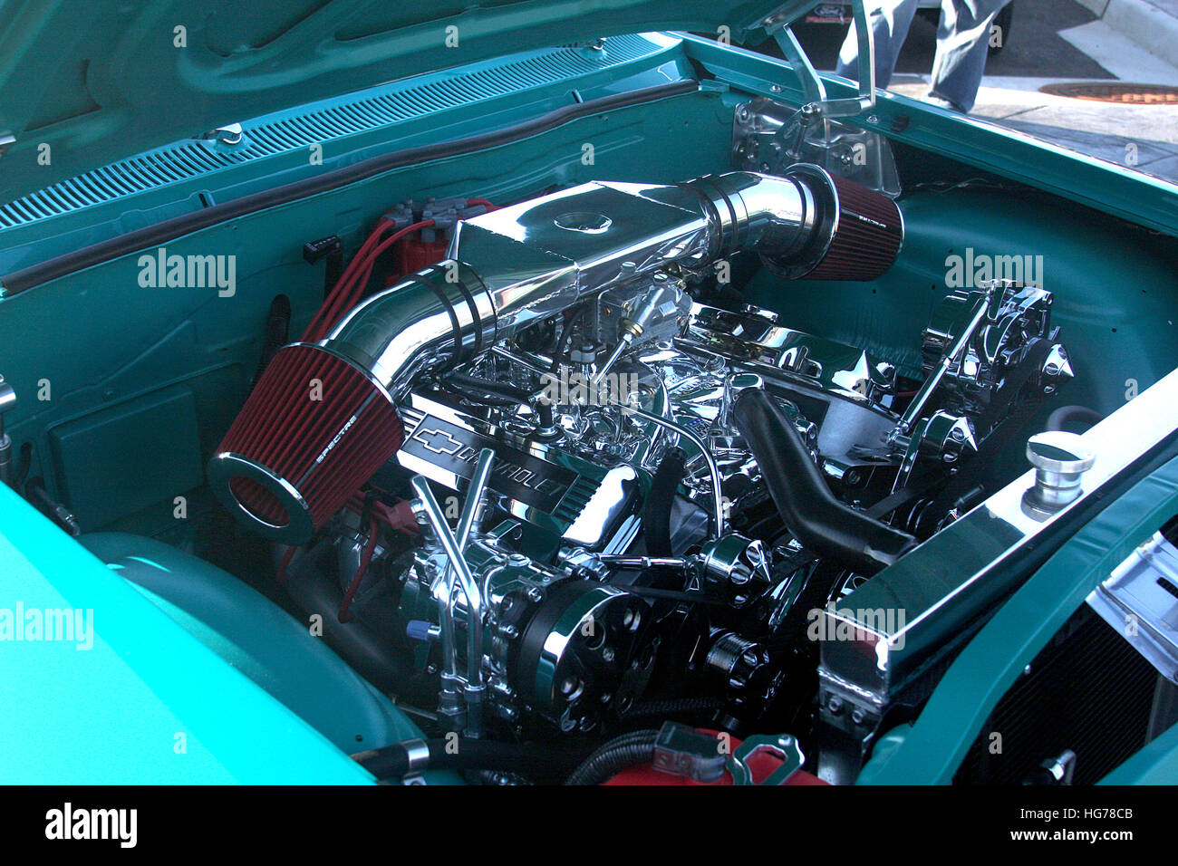 Retro/ vintage/ old/ antique car. View of the engine Stock Photo - Alamy