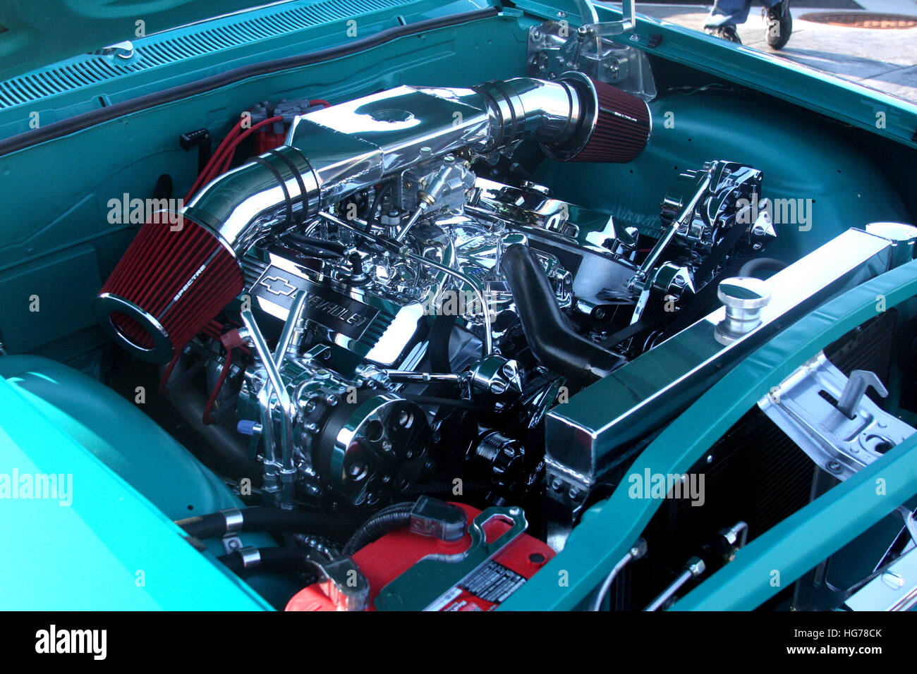 Retro/ vintage/ old/ antique car. View of engine Stock Photo - Alamy