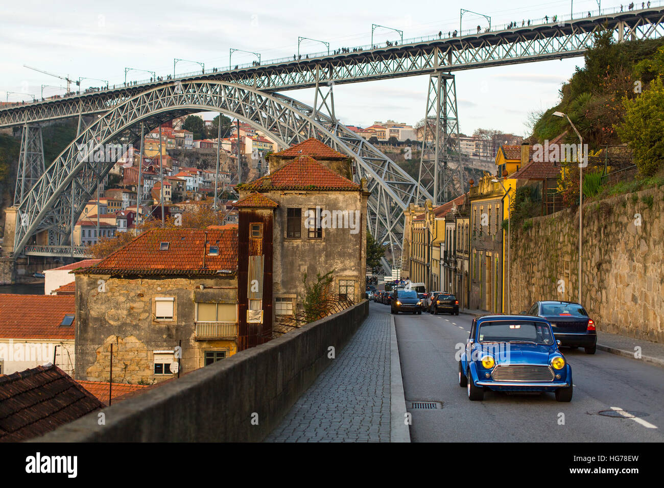 Dom Luis iron Bridge in Porto Old Town, Portugal Stock Photo - Alamy