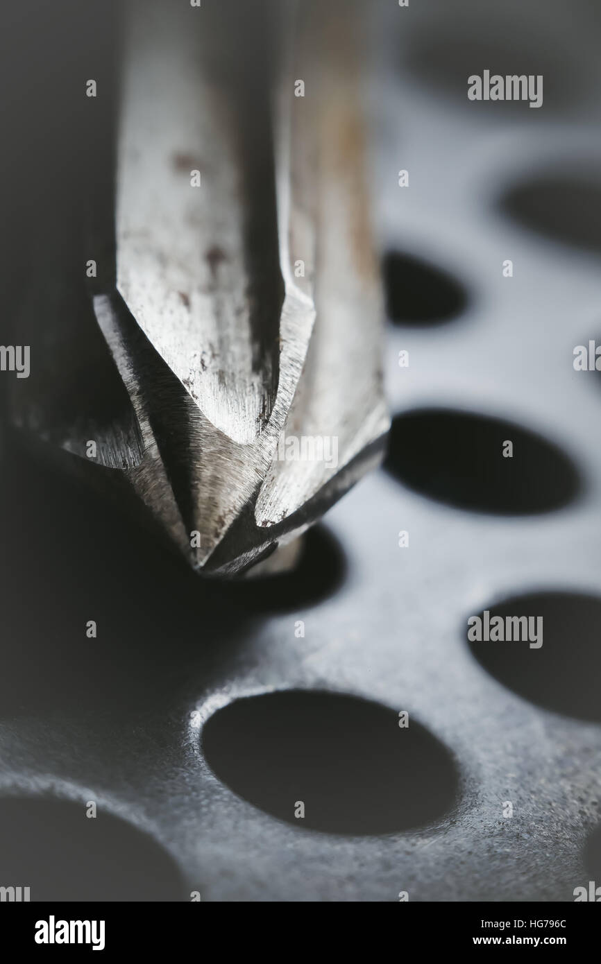 Drill-reamer at factory workshop Stock Photo - Alamy