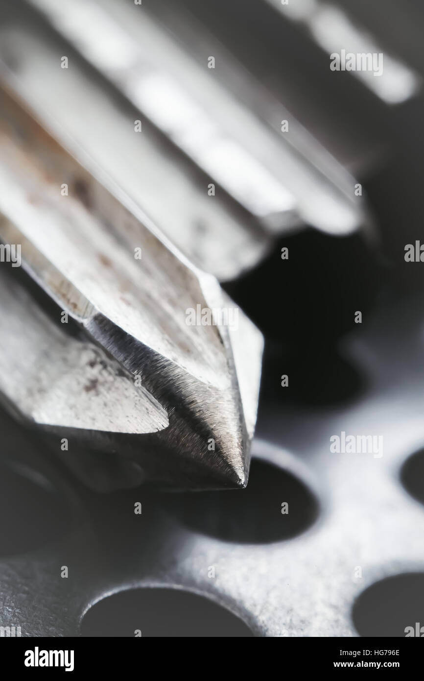 Drill-reamer at factory workshop Stock Photo - Alamy