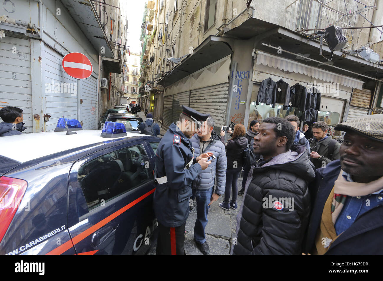 Napoli, Italy. 04th Jan, 2017. The place of the shooting incident in ...