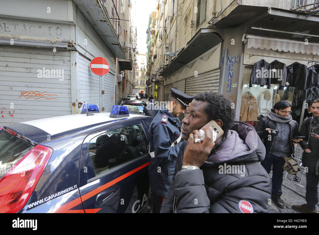 Napoli, Italy. 04th Jan, 2017. The place of the shooting incident in ...
