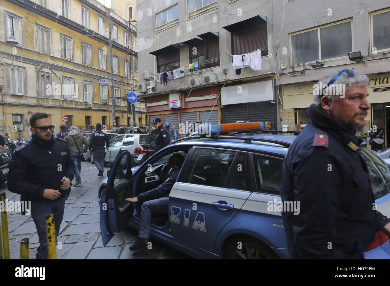 Napoli, Italy. 04th Jan, 2017. The place of the shooting incident in ...