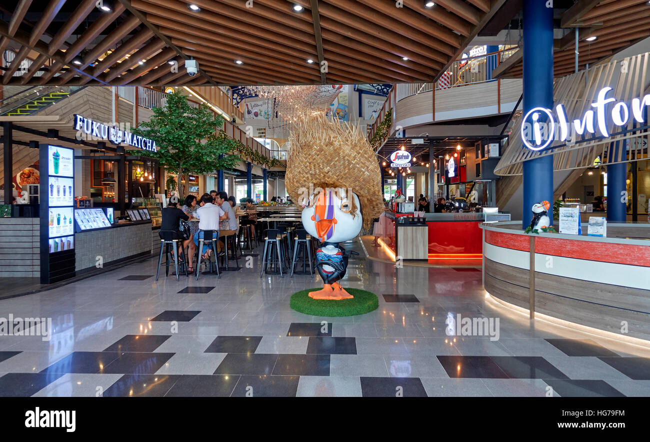 Shopping mall. Interior view of a newly constructed Thai shopping mall ...