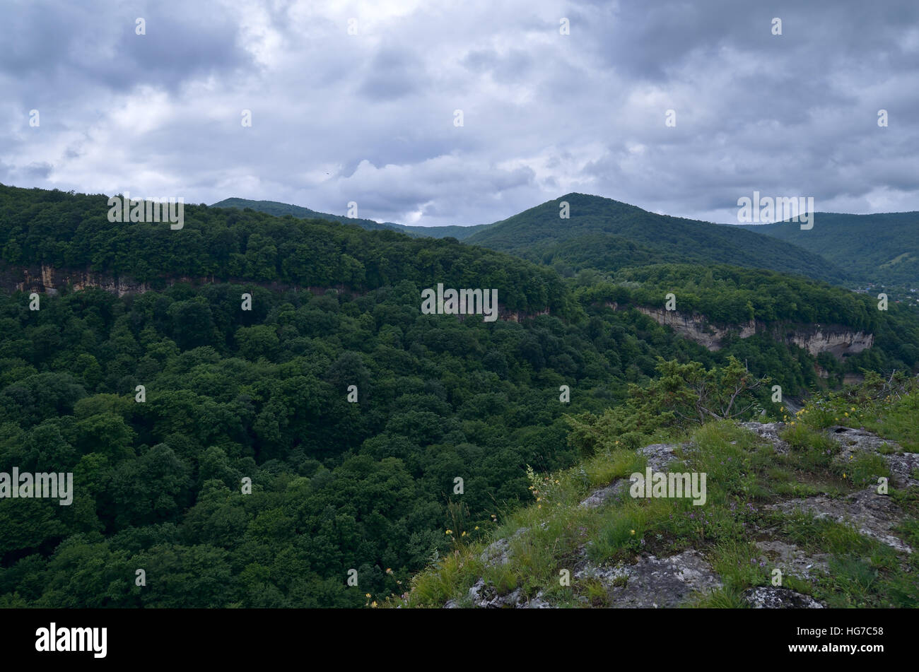 Valley of the mountain river Belaya. Republic of Adygea. Western ...
