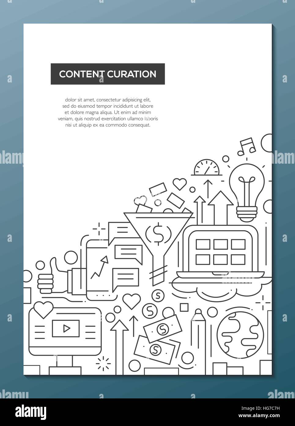 Content Curation - line design brochure poster template A4 Stock Vector ...