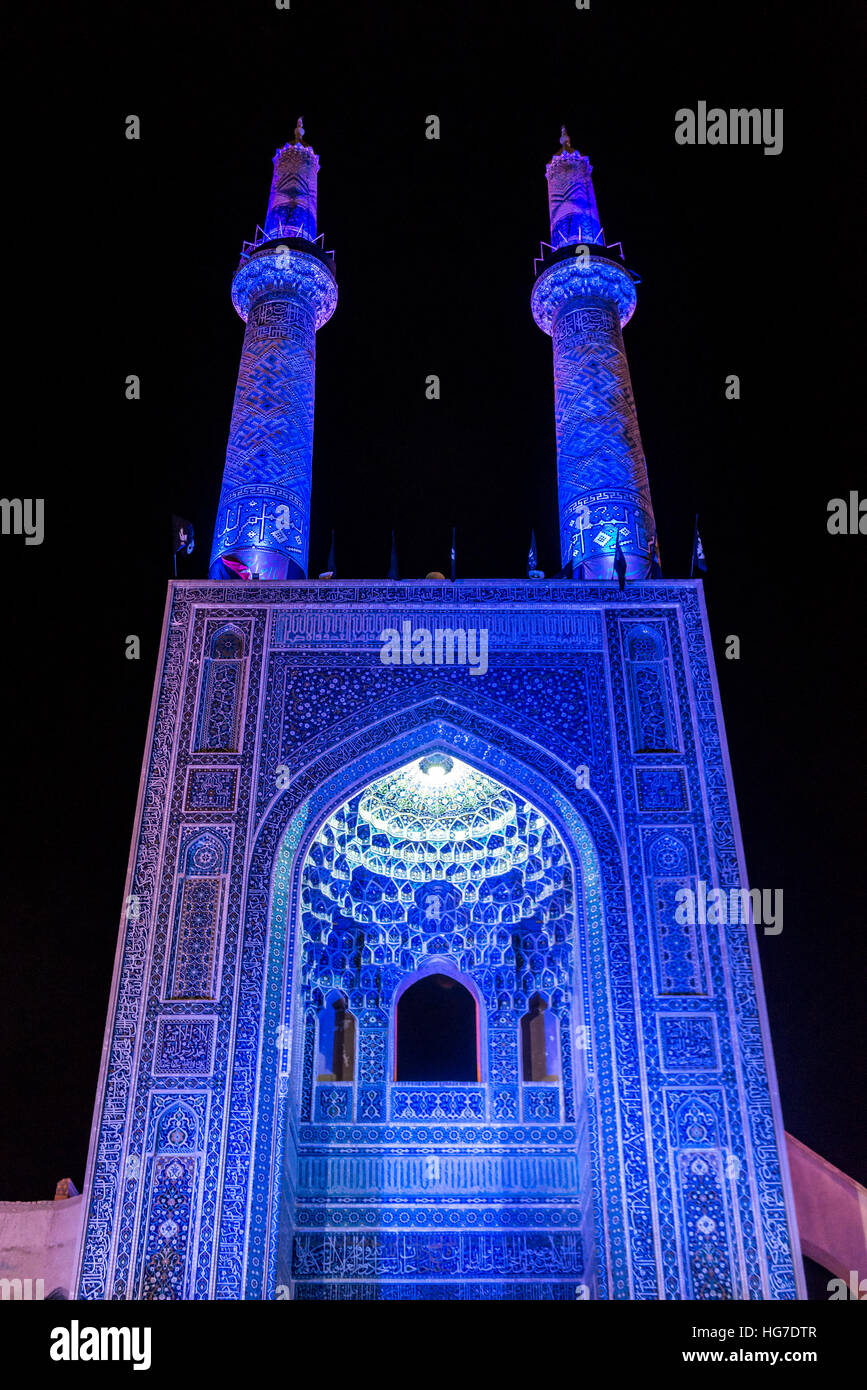800-year old grand, congregational Jameh Mosque of Yazd city in Iran ...