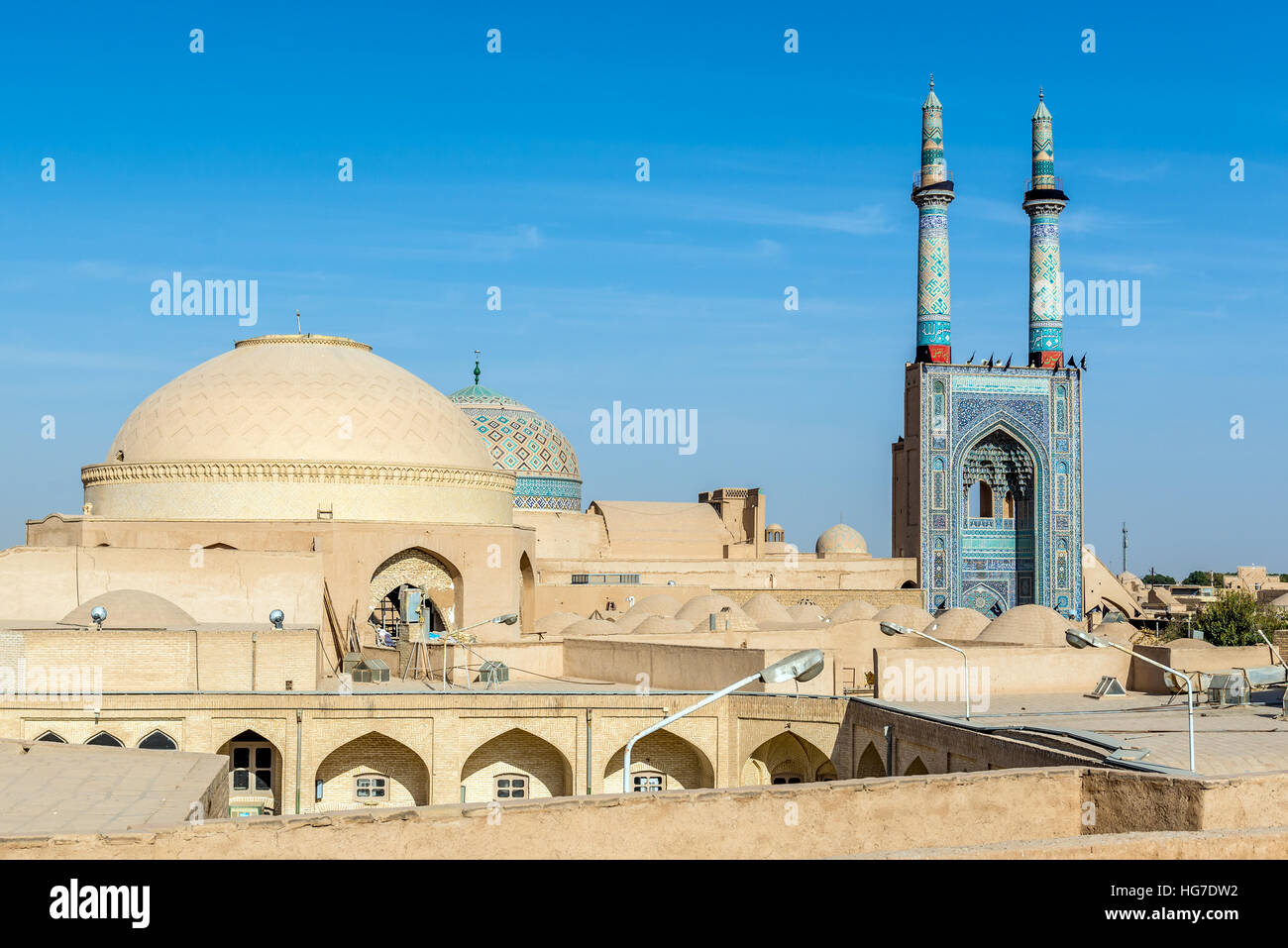 800-year old grand, congregational Jameh Mosque of Yazd city in Iran ...